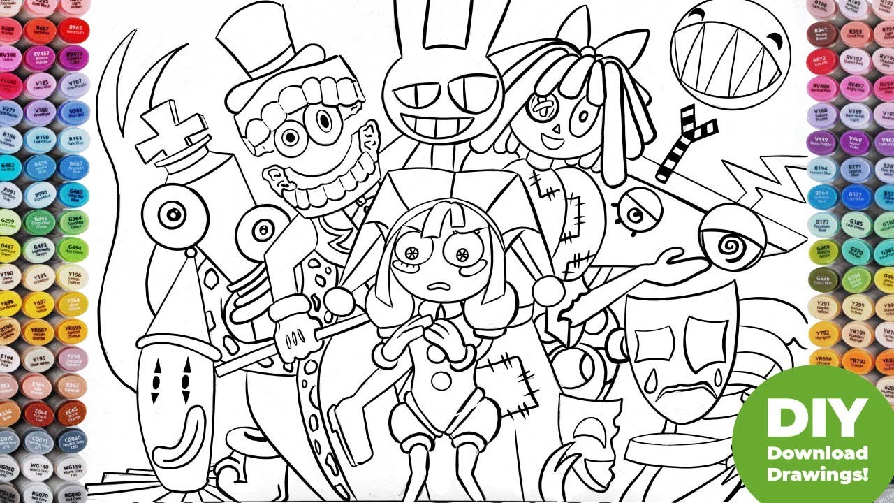 AMAZING DIGITAL CIRCUS Coloring Pages 🖌 | Coloring THE CHARACTERS  📌 (incl . FREE DIY DOWNLOAD)