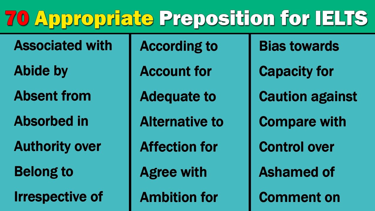 70 Most Commonly Used Appropriate Prepositions for IELTS
