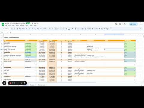 Vergo Kitchen Remodel Plan Template in Google Sheets