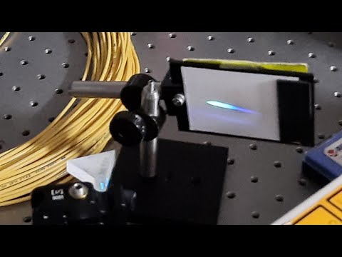 Supercontinuum with dye laser Coumarine 1 and 50 meters fiber