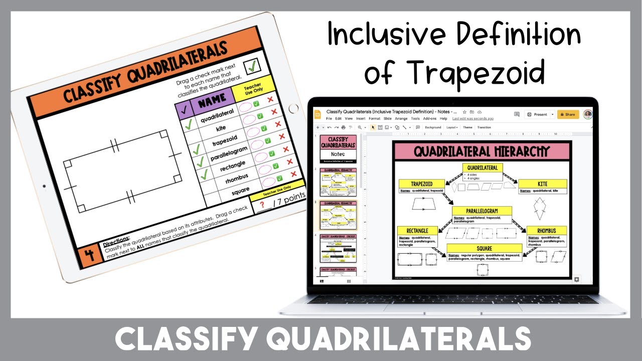 Classify Quadrilaterals {Inclusive Trapezoid Definition} - Tutorial Video
