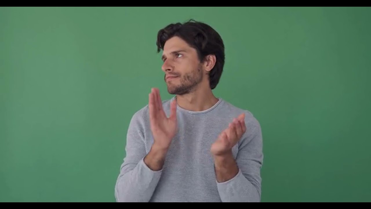bored man clapping hands over green screen