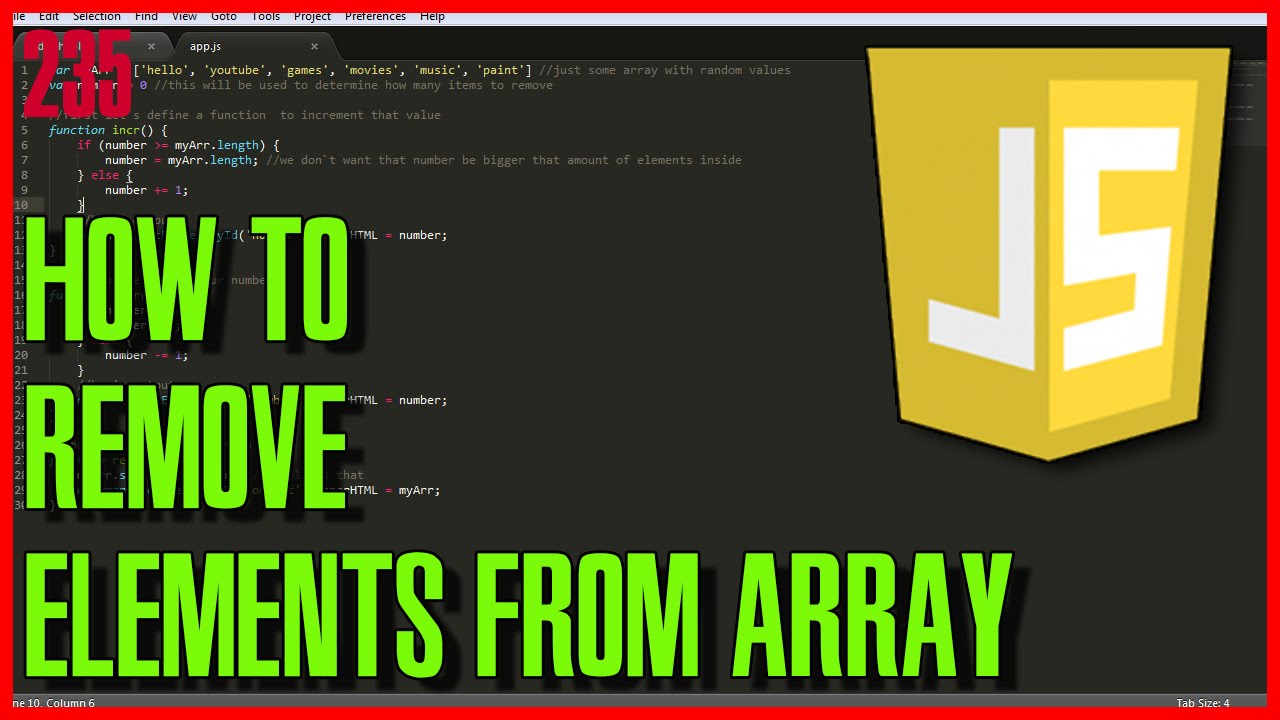 LEARN JAVASCRIPT How to remove element from array
