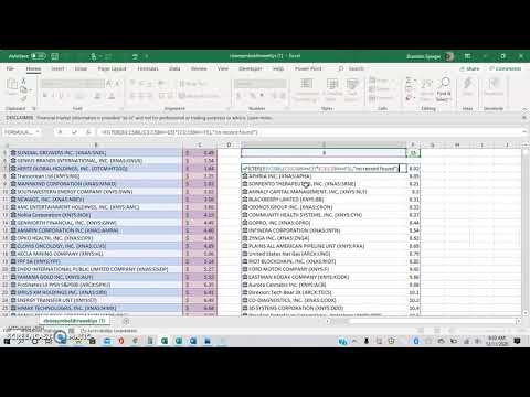 Find Stocks With Weekly Options That Are Trading Between Two Prices In Microsoft Excel.