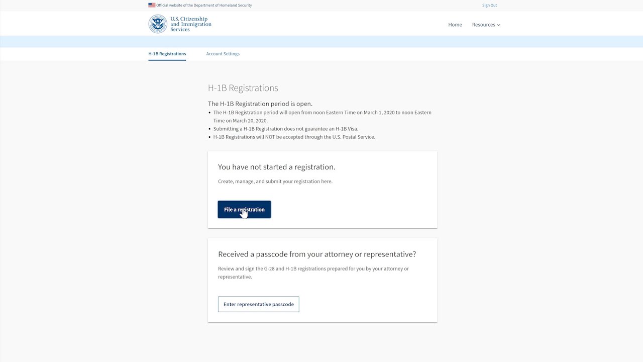 H-1B Electronic Registration Process: Registrants