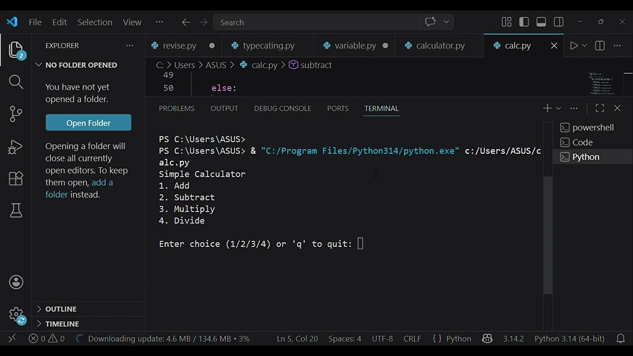 Python Calculator | TechnoHacks Tasks 
