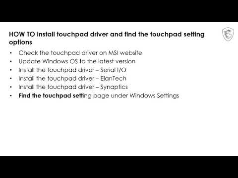 MSI® HOW TO install touchpad driver and find the touchpad setting options