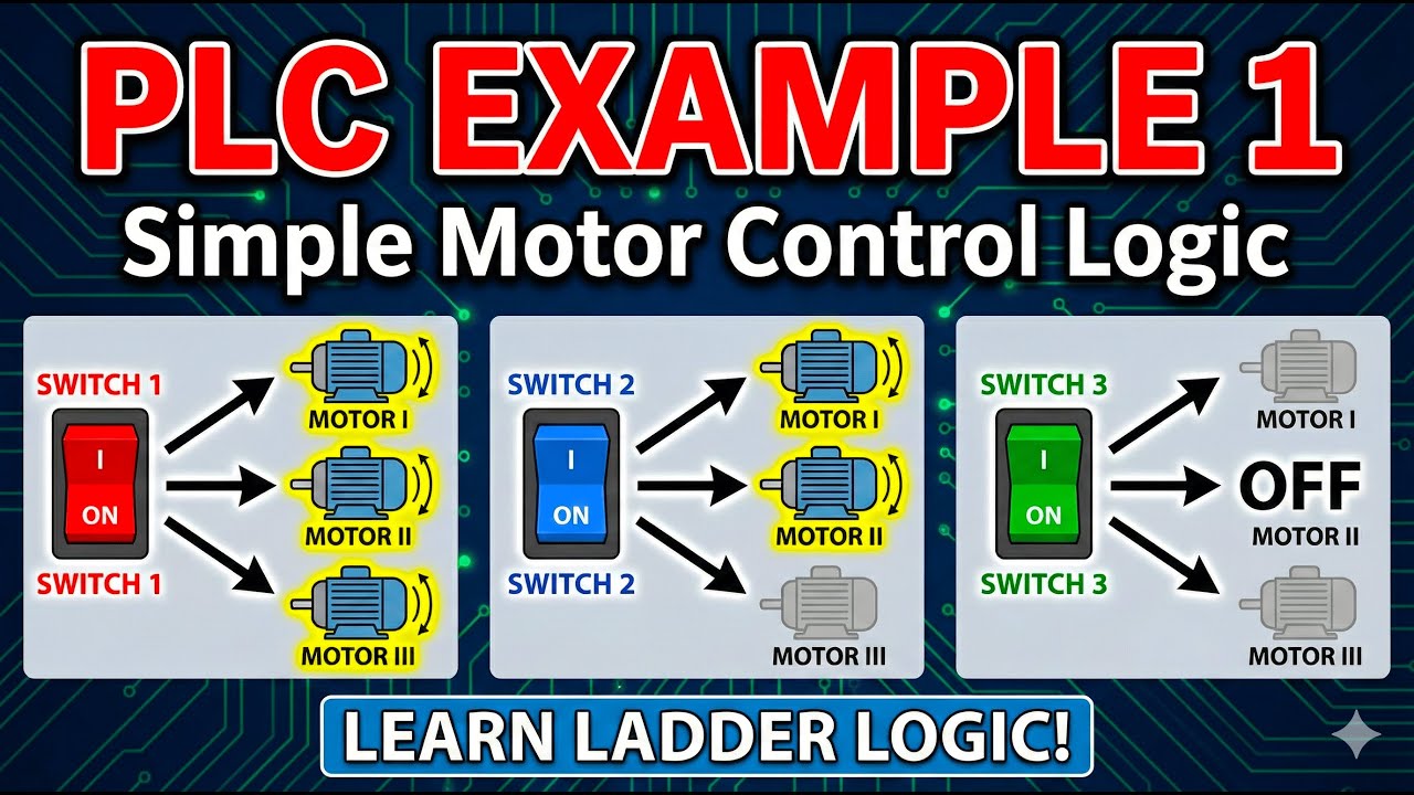 PLC Programming Basics: Solving Logic Example (Switches & Motors)