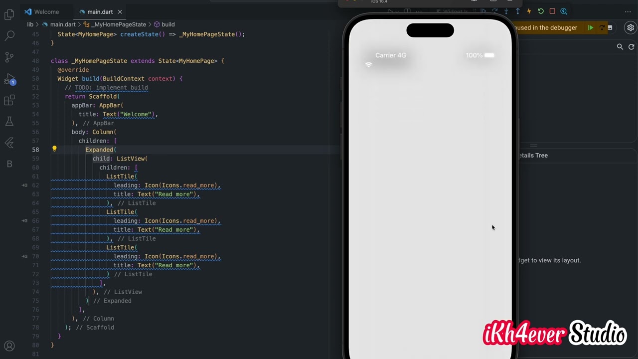 How to use listview inside column using Expaned Flutter 2023