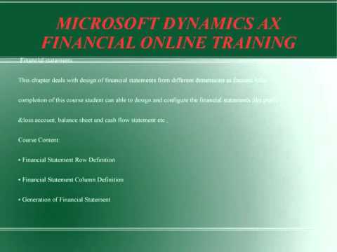Microsoft Dynamics Ax Financial Online one to one training