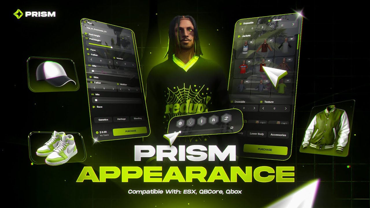Prism Appearance | FiveM | Redesigned Illenium Appearance | [ESX, QBox, QBCore] | Prism Scripts