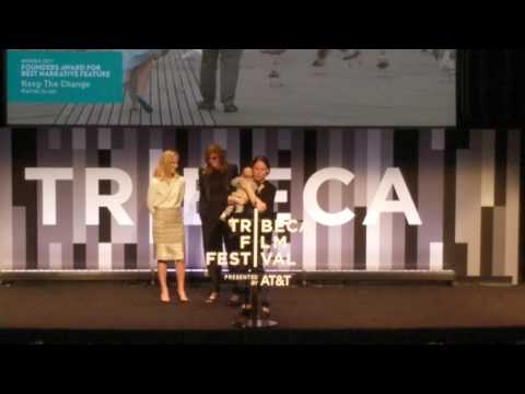 Rachel Israel accepts Best Film award for KEEP THE CHANGE, at Tribeca 2017
