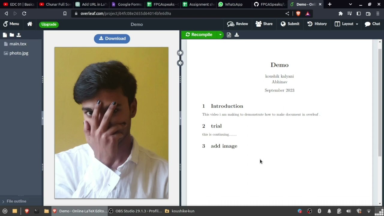 Making Latex Documentation in Overleaf.