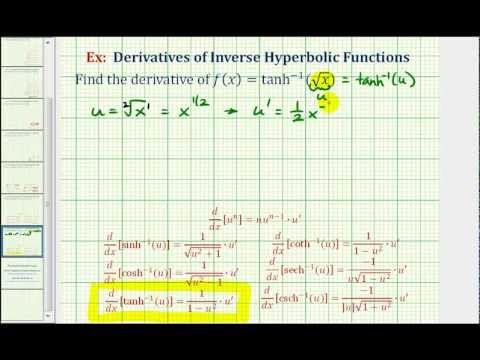 Ex 3: Derivative of an Inverse Hyperbolic Function with the Chain Rule ...
