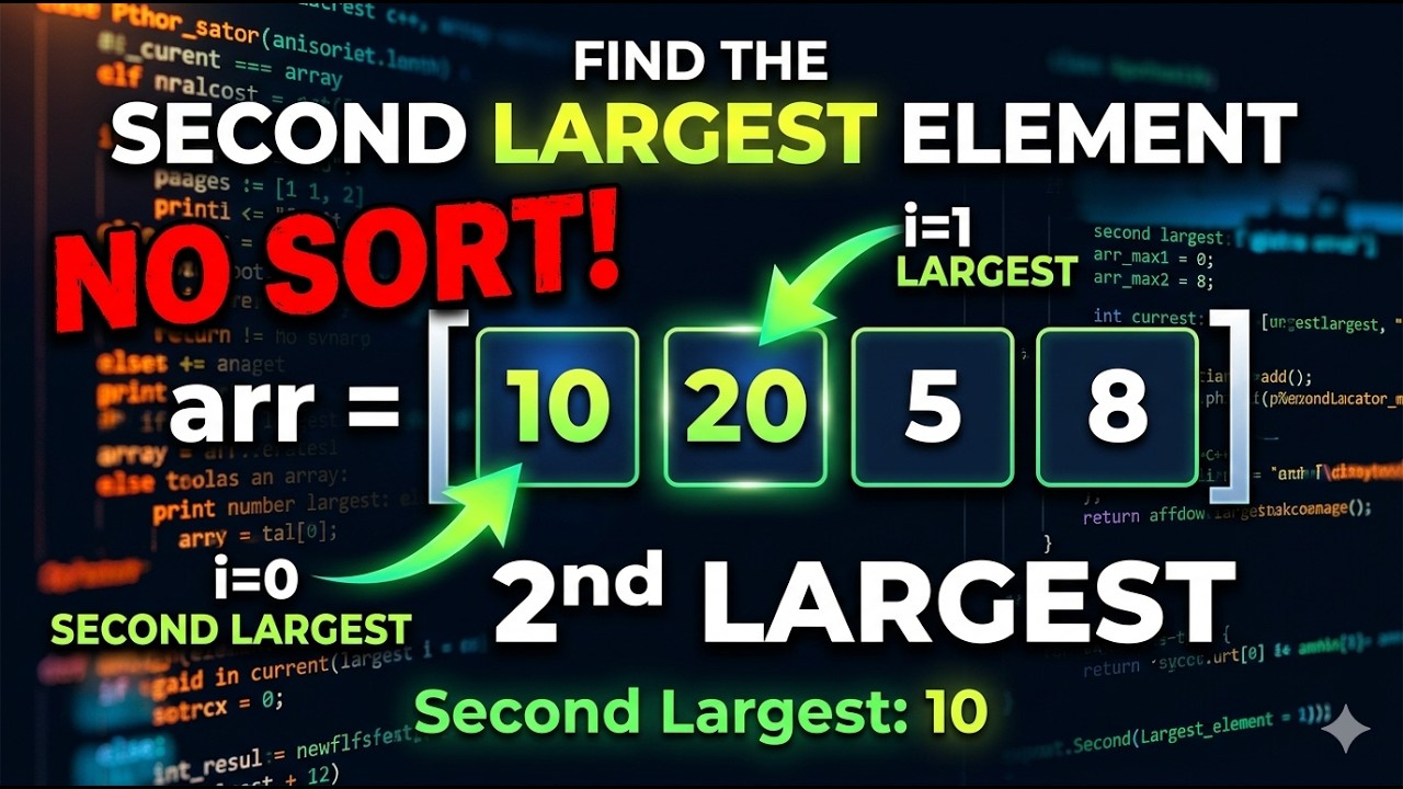 Find Second Largest Element in One Loop (No Sort) | Interview Ready