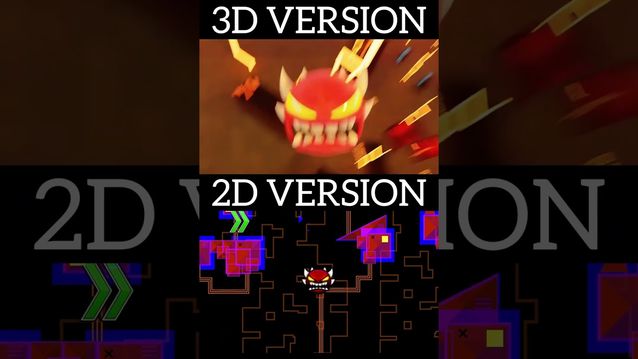 3D Version VS 2D Version in Geometry Dash! #dimagd2 #geometrydash #gdupdate