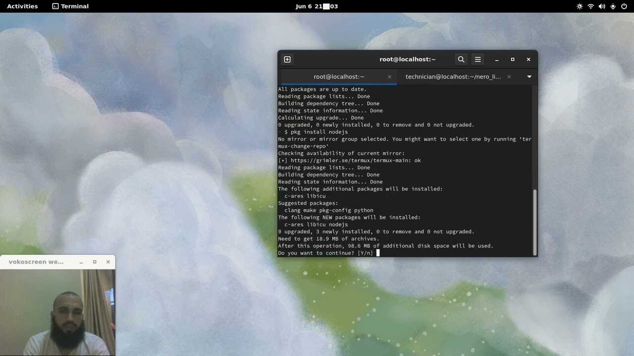 Install NodeJS on Android using Termux