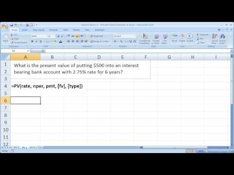 Finance Basics 6 - Present Value Examples in Excel - How much something is worth today.