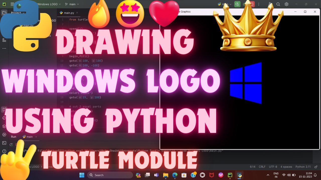 Drawing The Windows Logo Step-by-step | Python Turtle Tutorial #python