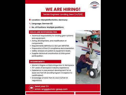 We’re #Hiring || Position: Senior Engineer Landing Gear (m/f/d)