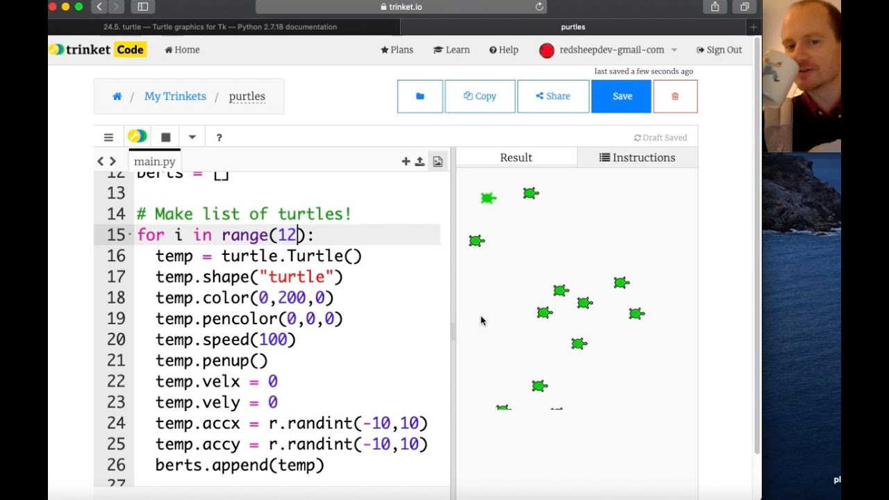 python: turtle particles - 1