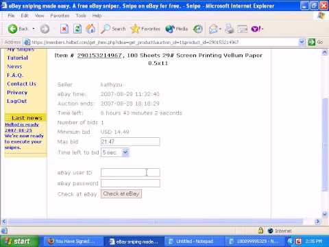 eBay Auction Snipe Setup, Buying on eBay Secret Weapon