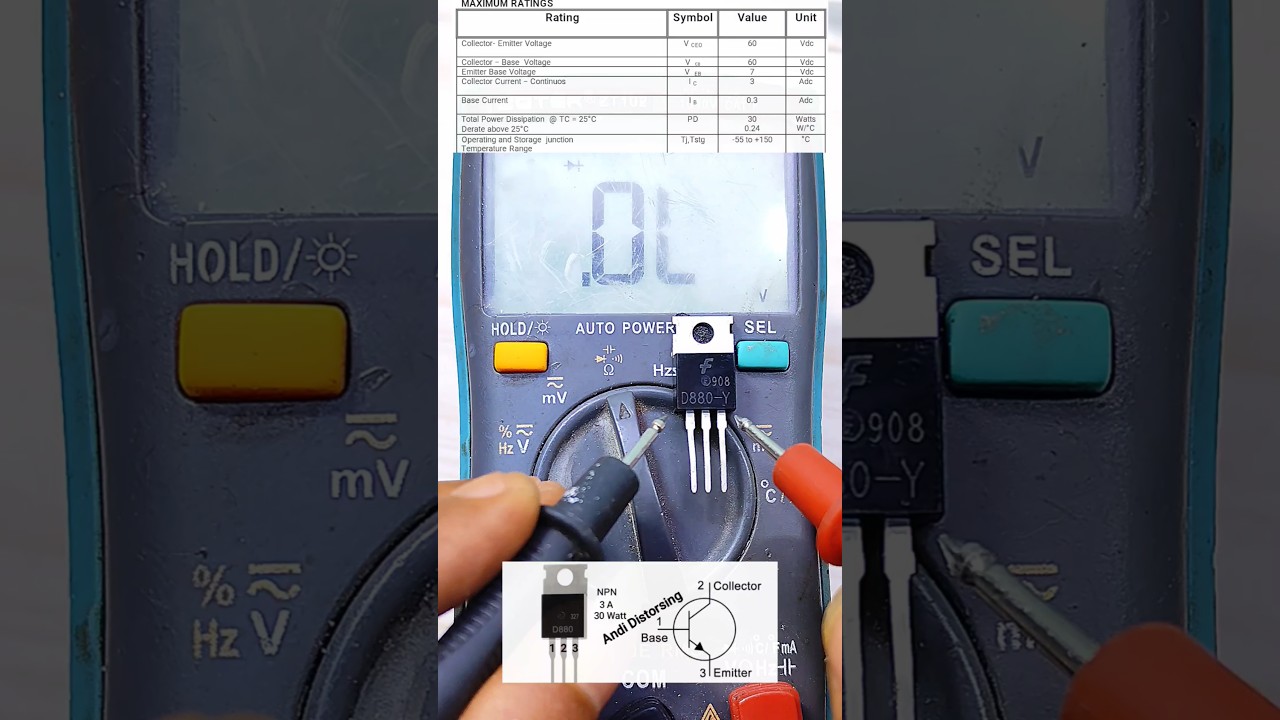 D880-Y Transistor Datasheet and how to measure it #tips #datasheet #datapin #transistor #d880 #diy
