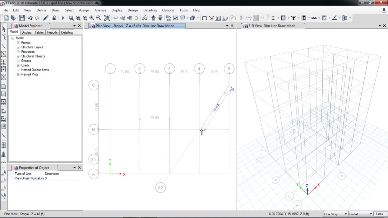 3  CSI ETABS   01   Draw General Grid, Reference points & Reference Planes  part 3