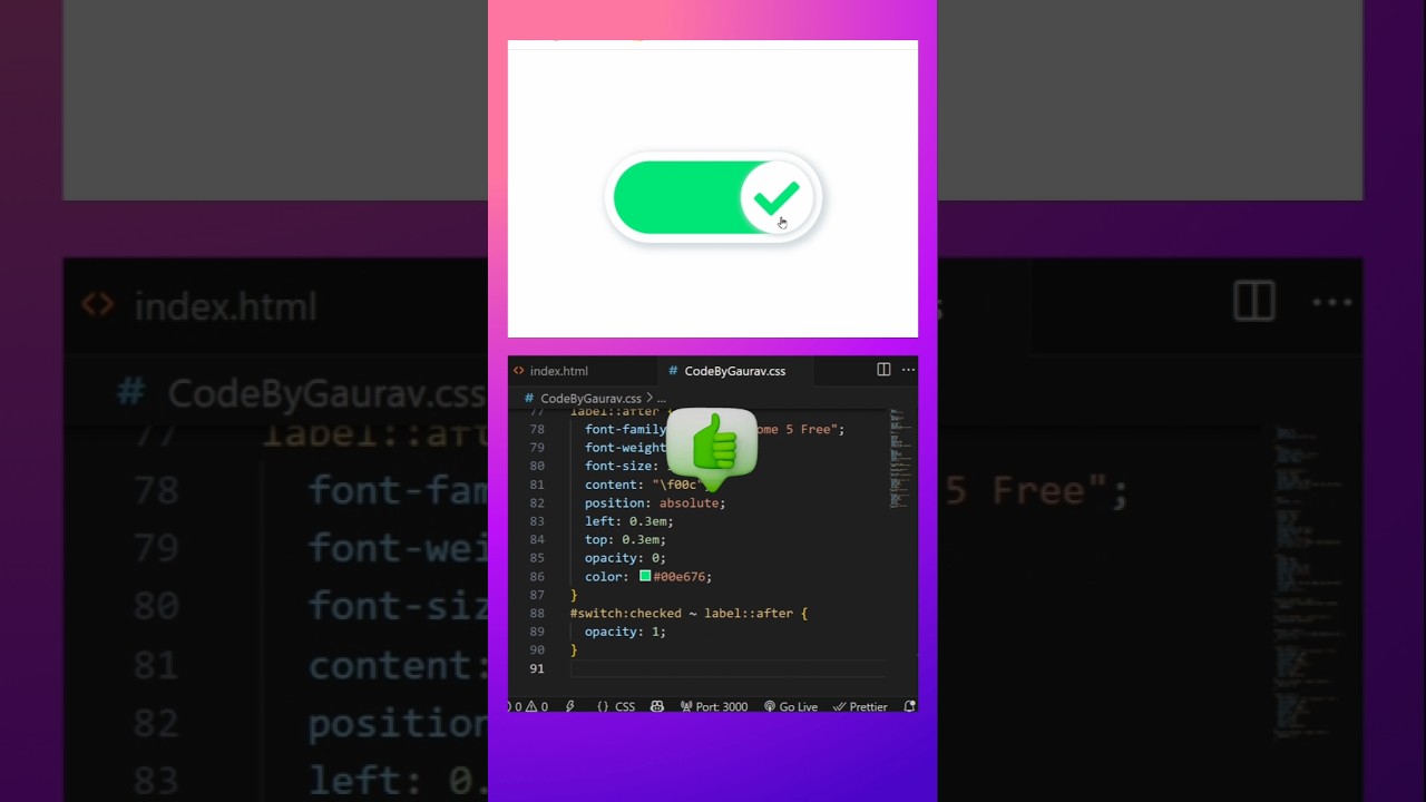 🎛️ Toggle Button with Smooth Animation | HTML & CSS #webdevelopment #coding #htmlcss #shorts