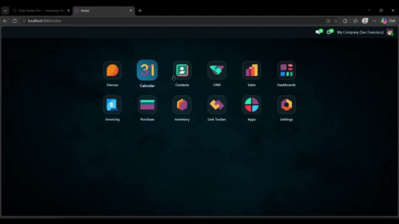 Dark Theme Pro — Enterprise Home Menu & Fuzzy Search