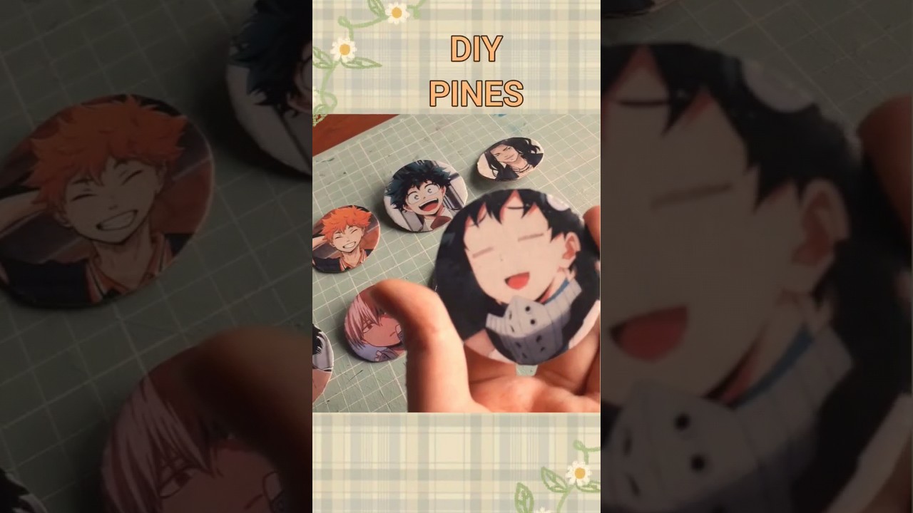 Pines caseros con 2 materiales! #animeart Tutorial completo en mi canal!! #diycrafts #bnha #haikyuu
