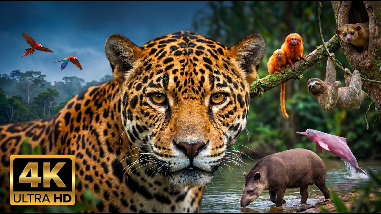 Amazon Rainforest Wildlife: Jaguar, Pink Dolphin, Sloth & More - 4K Ultra HD