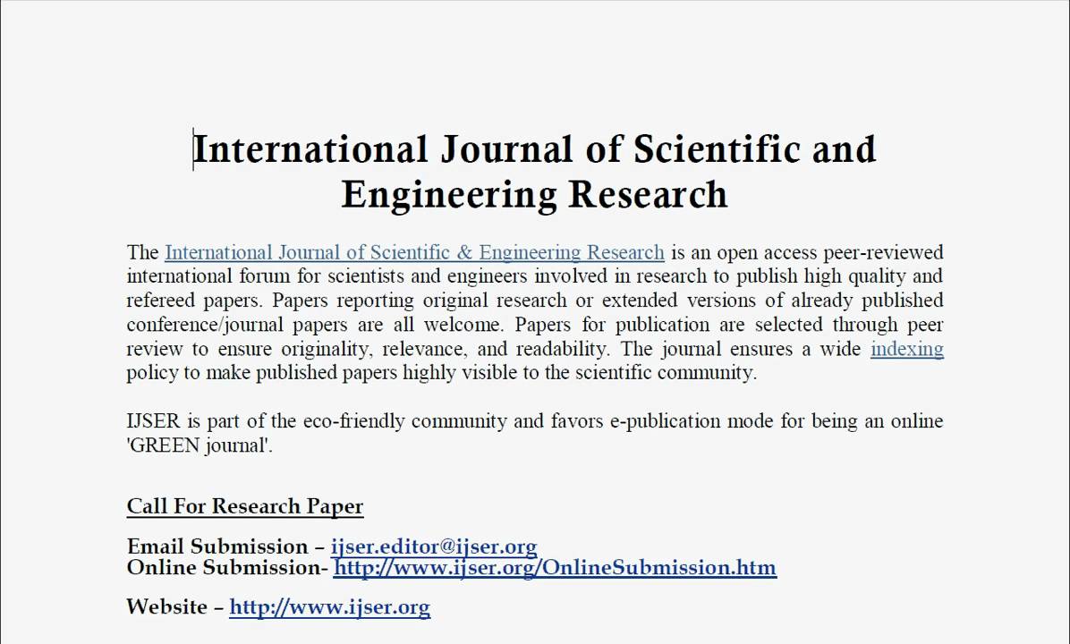 Call For Papers -  (www.ijser.org)