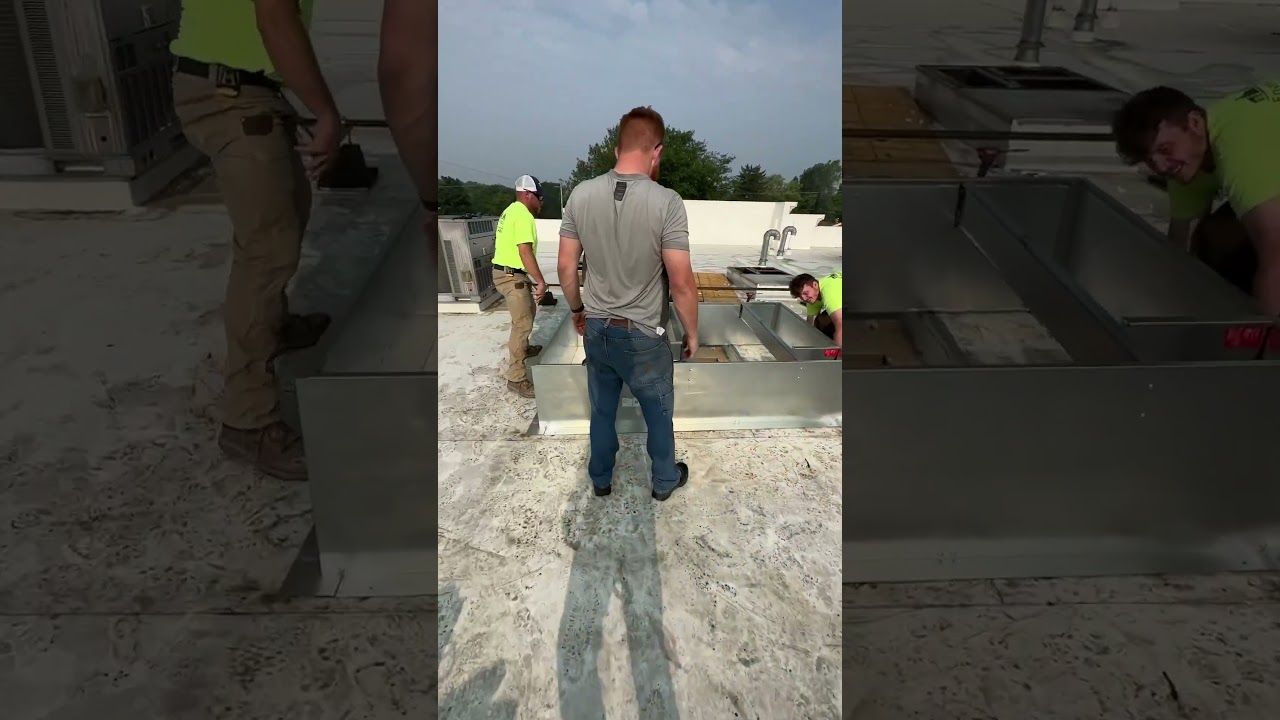 Starting to set HVAC Curb #construction #havc # #work #commerical #jobsite