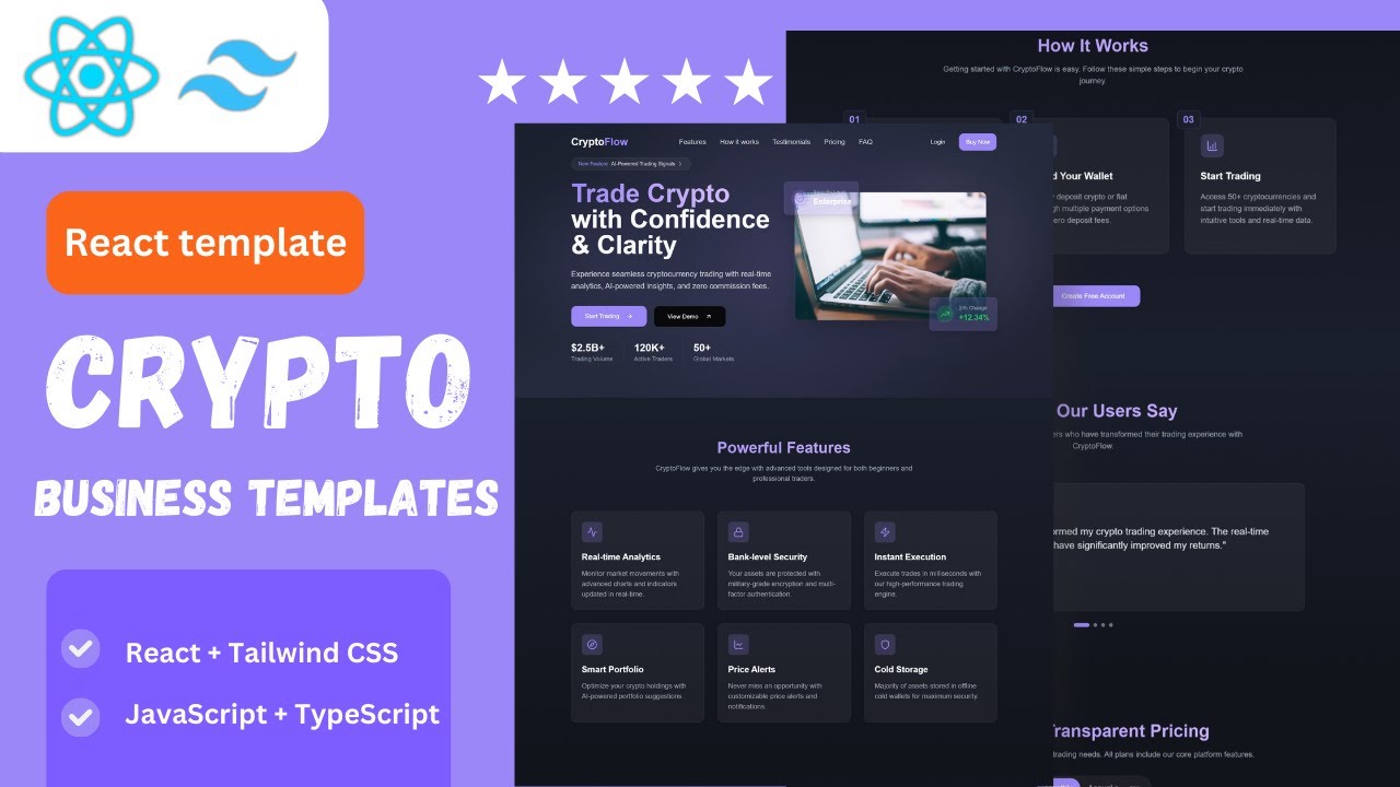 Crypto Flow – React JS with Tailwind CSS Business & Corporate Template