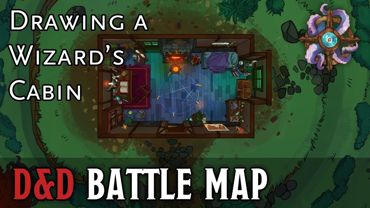 Drawing A Wizard's Cabin - D&D Battle Map