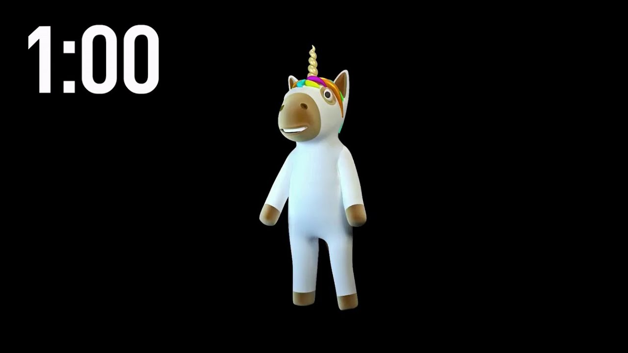 1 Minute Countdown Timer with Music | Unicorn Dancing Timer