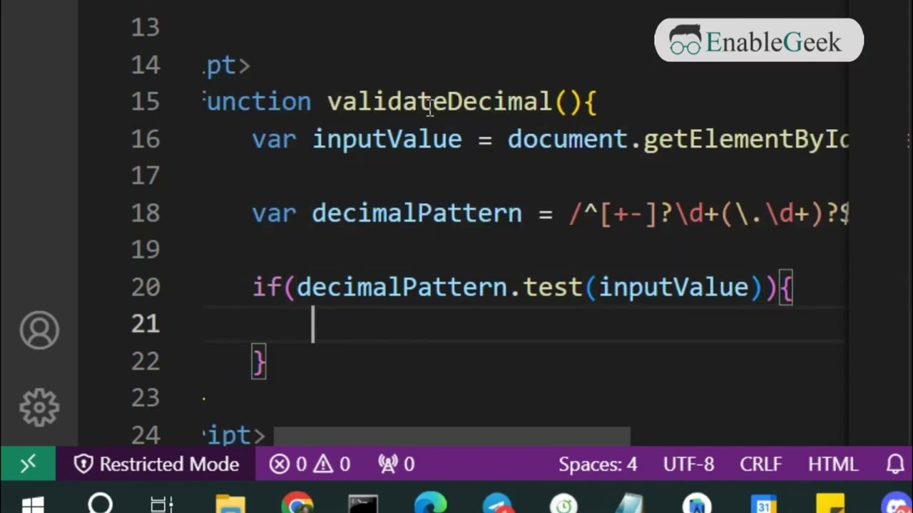 Decimal Validation in JavaScript | JavaScript Tutorial