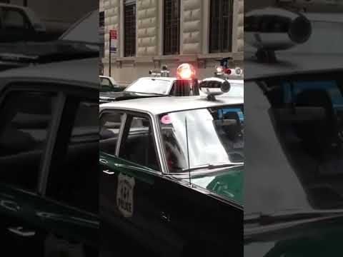 Vintage police cars with sirens & lights in NYC!