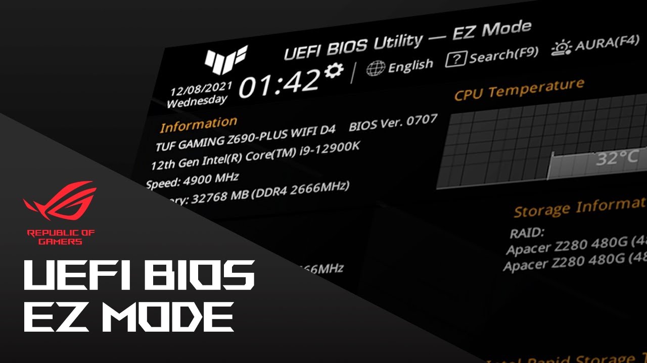 ASUS Z690 Motherboard UEFI BIOS EZ Mode Overview & Guide -