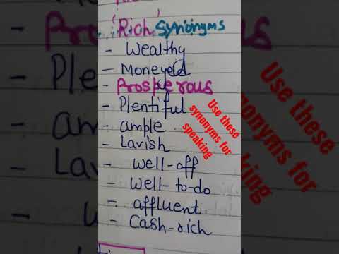 synonyms of RICH for IELTS test And good #English#shorts