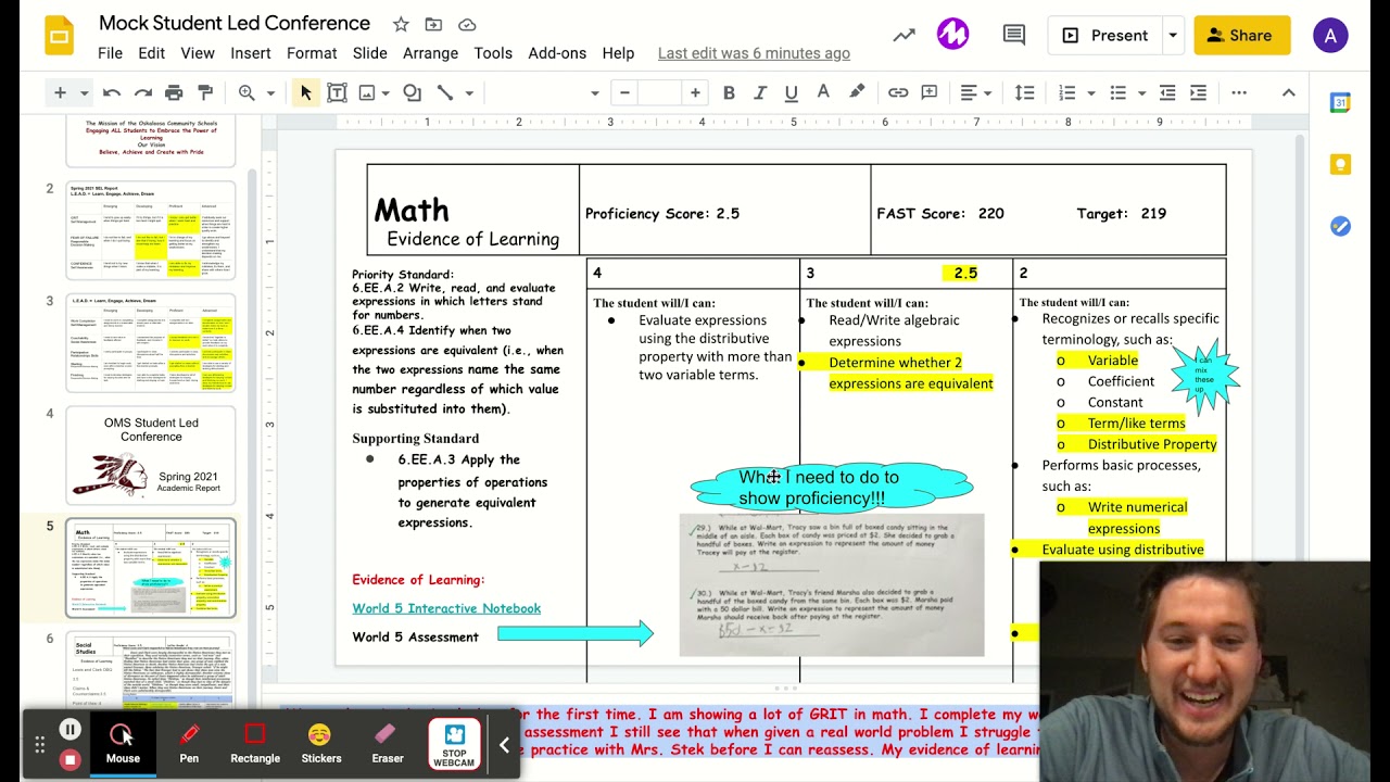 Mock Student Led Conference - Google Slides