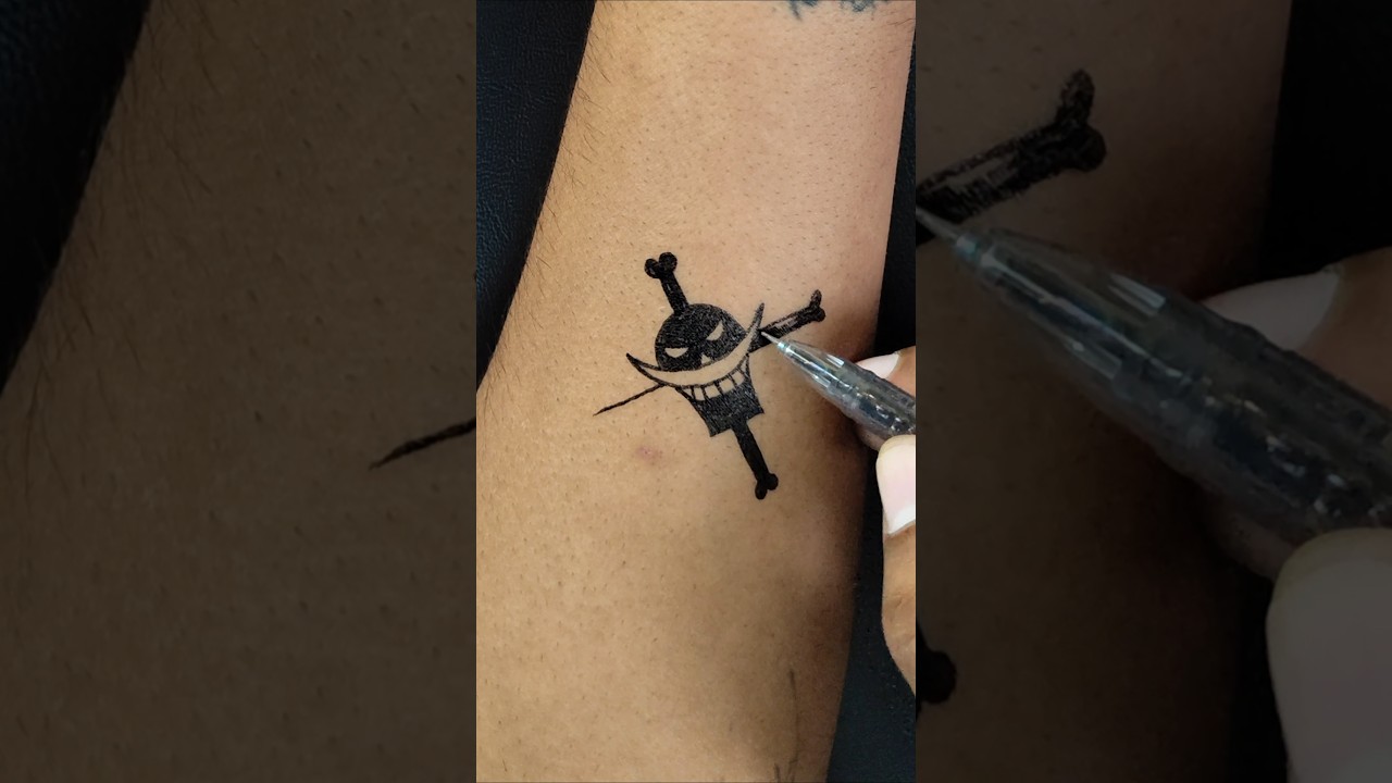Whitebeard Pirates' jolly roger😈 Temporary Tattoo | Dark Cartoon Wrist Tattoo #tattoo #art