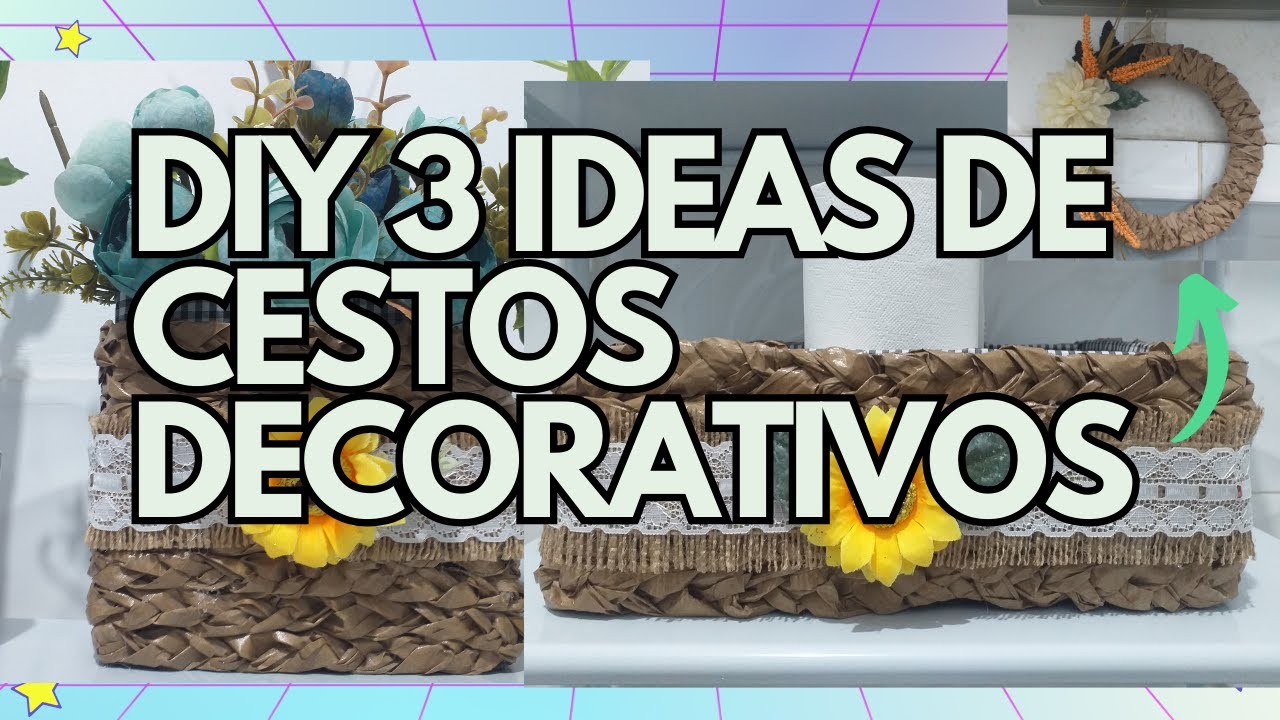 DIY 3 IDEAS DE CESTOS DECORATIVOS CON PAPEL KRAFT✨