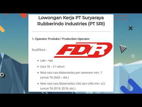 Lowongan Kerja Operator Produksi PT Suryaraya Rubberindo Industries (PT SRI) Februari 2022 #loker