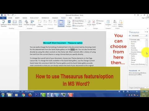 For similar/opposite meaning words|Various grammatical forms of a word|Use Thesaurus feature|MS Word