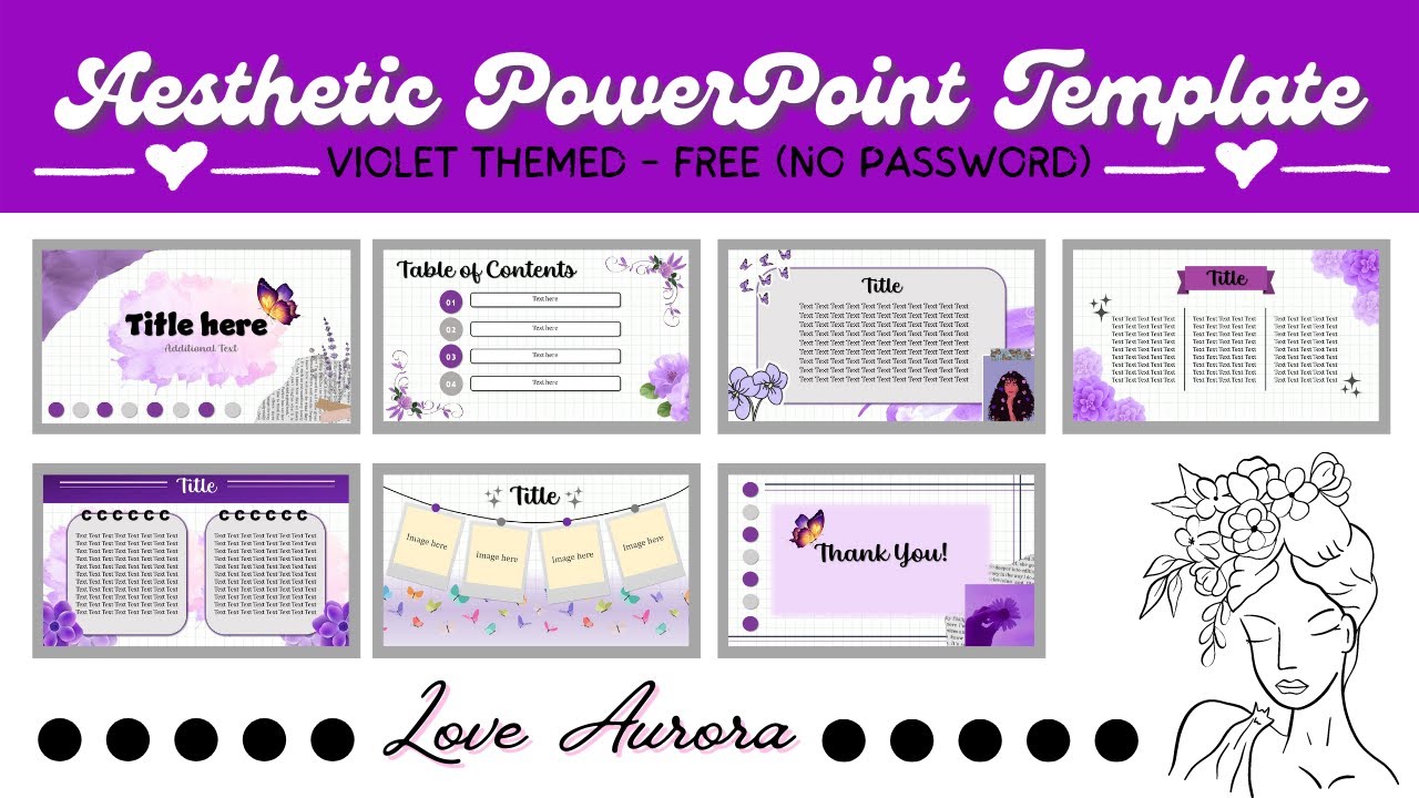 FREE AESTHETIC POWERPOINT TEMPLATE #1  ll  VIOLET THEMED ♥♥♥ (NO PASSWORD)