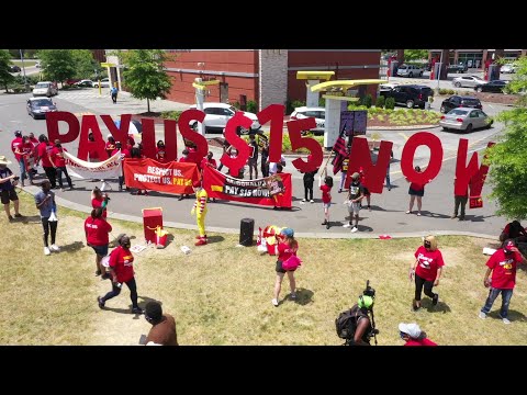 Aerial video of minimum wage protest in Durham (Courtesy of NC Raise Up/Fight for $15)