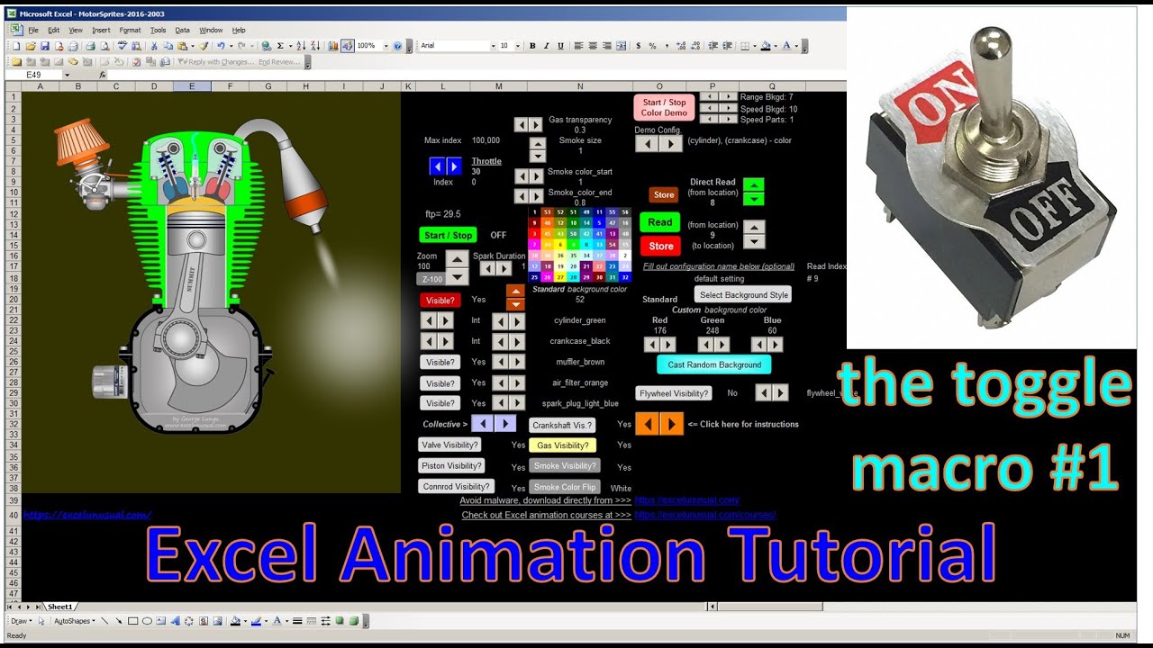 The Start-Pause VBA Macro for Excel Animation Tutorial , part 1