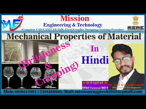 Mechanical properties of Engineering Materials #6//Brittleness//creeping//in hindi//